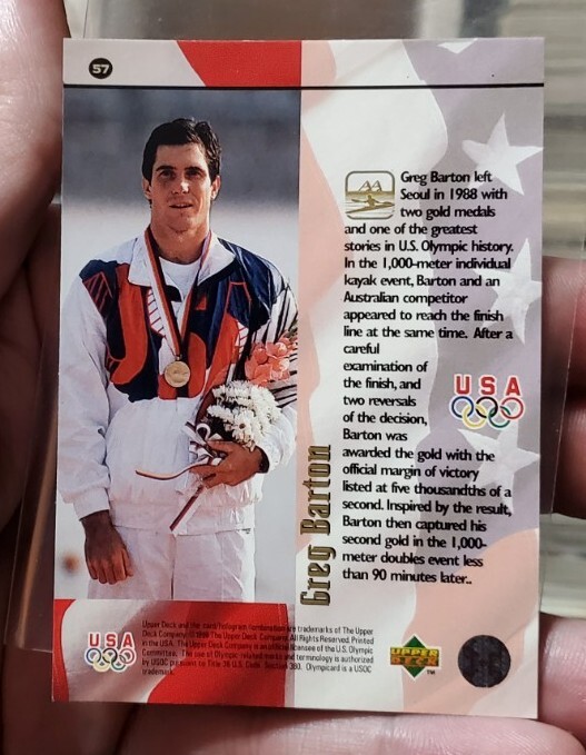 1996 Upper Deck Olympicard Greg Barton #57 USA Olympic Games Vintage Kayak Card | eBay