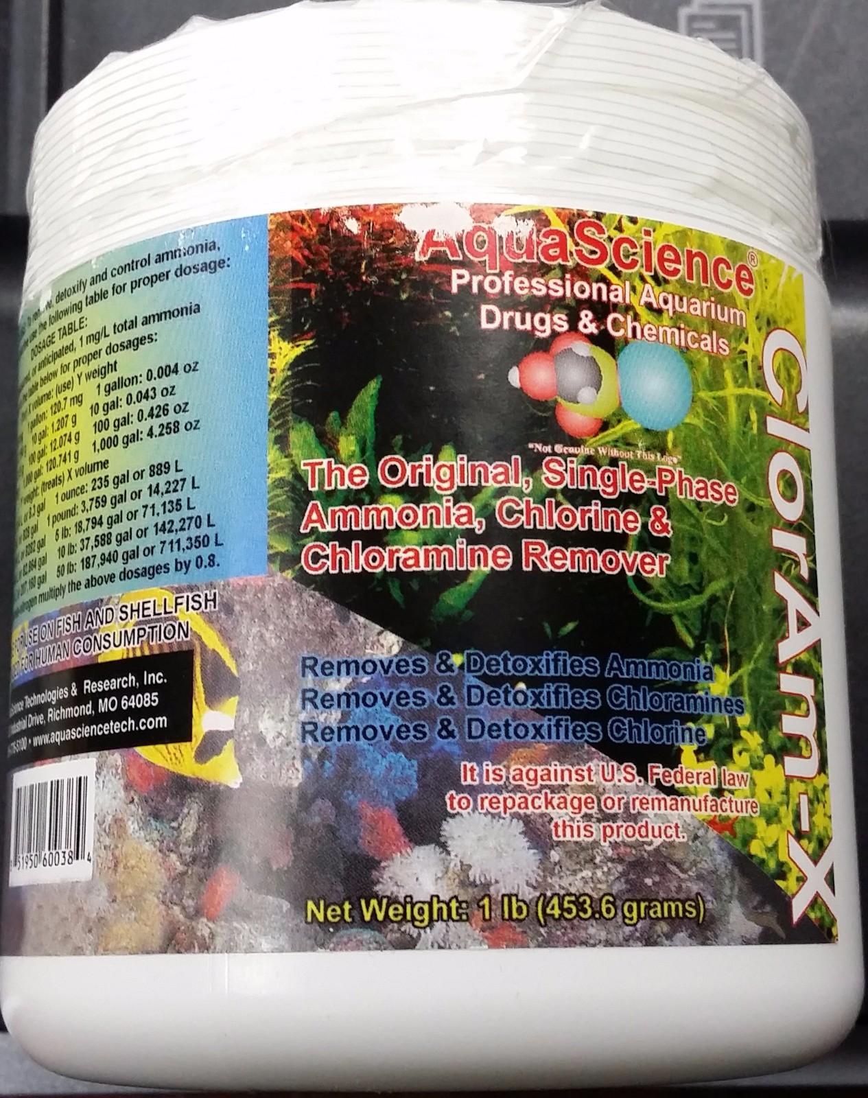 Aquascience Cloram-x 1 Pound Water Conditioner Detoxify Ammonia ...