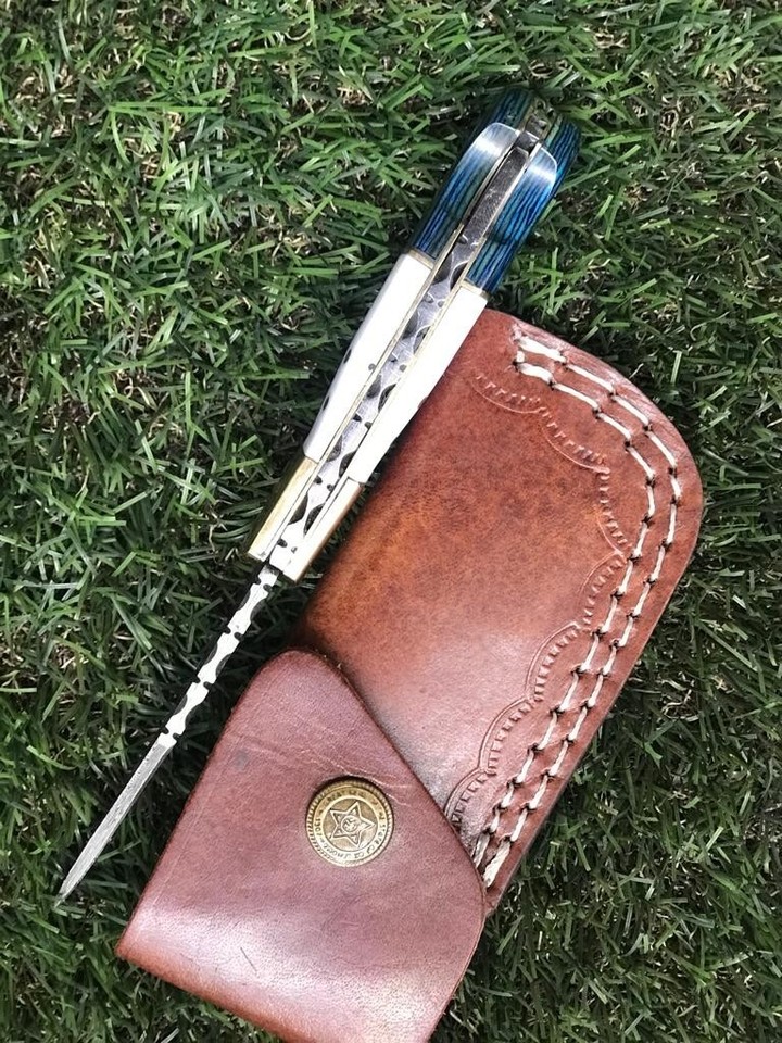 7" CUSTOM HANDMADE TWIST DAMASCUS STEEL FOLDING KNIFE BACK LOCK FC-46 ...