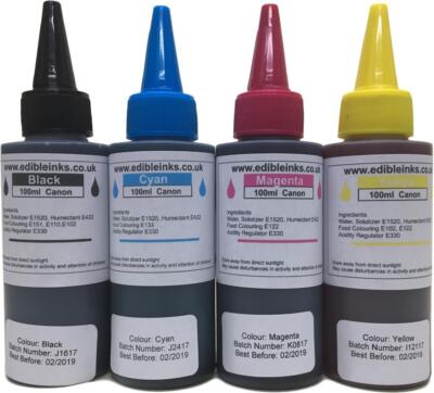 Edible Ink Set 4 x 100ml bottles of CMYK | eBay UK