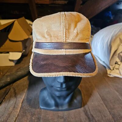 Brown Fake Leather Courdory Paper Worker Trucker Hat Vintage Fitted S-M ...