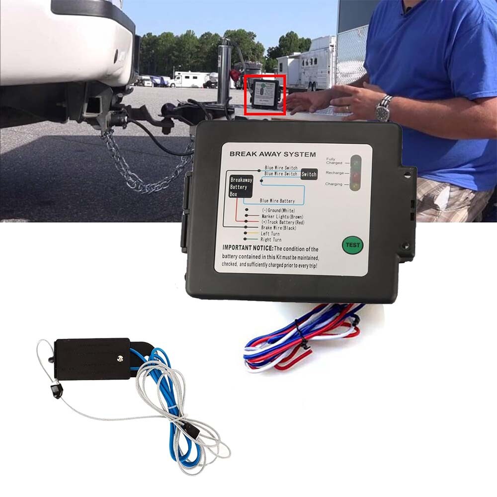 Trailer Break Away Engager SM Breakaway System Kit 12v Battery Charger ...