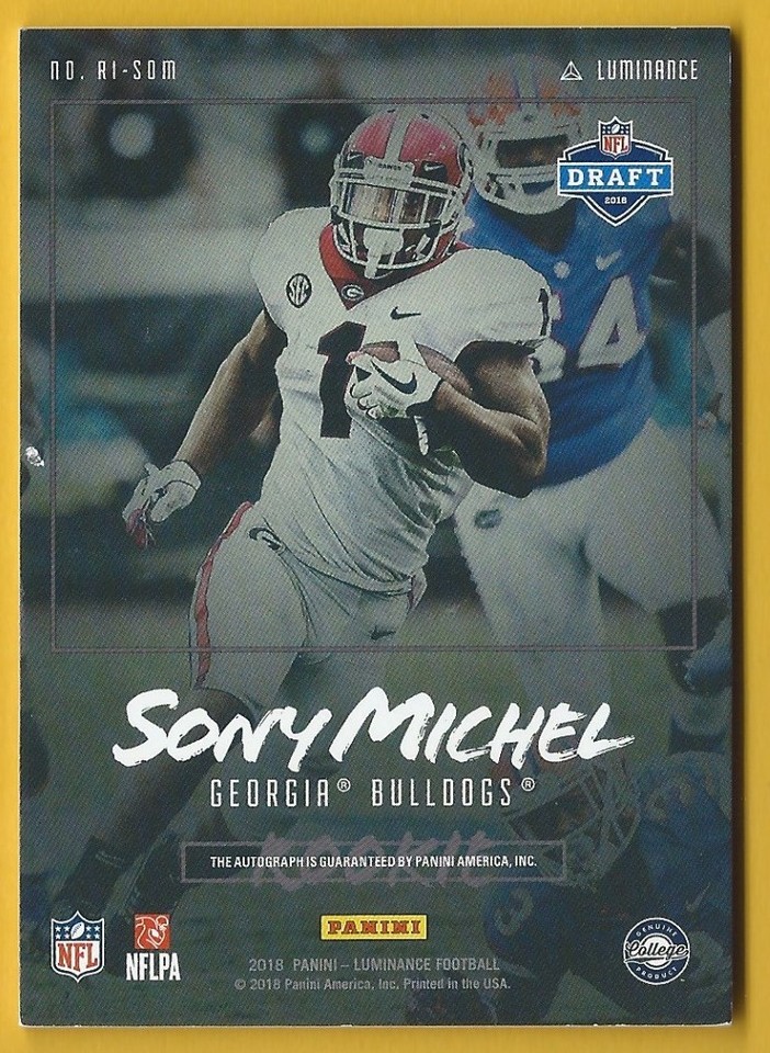 Sony Michel / Patriots - 2018 Panini Luminance Rookie Ink Gold #93 AU ...