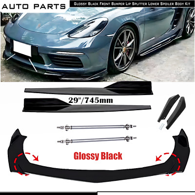 For Porsche 718 Boxster Cayman Front Bumper Lip Body Kit Spoiler ...