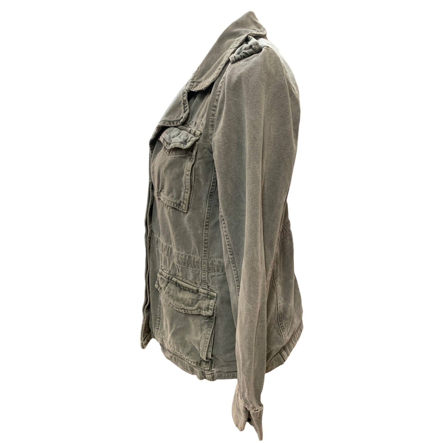 SUNDRY Distressed Army Utility Cargo Jacket in Army G… - Gem
