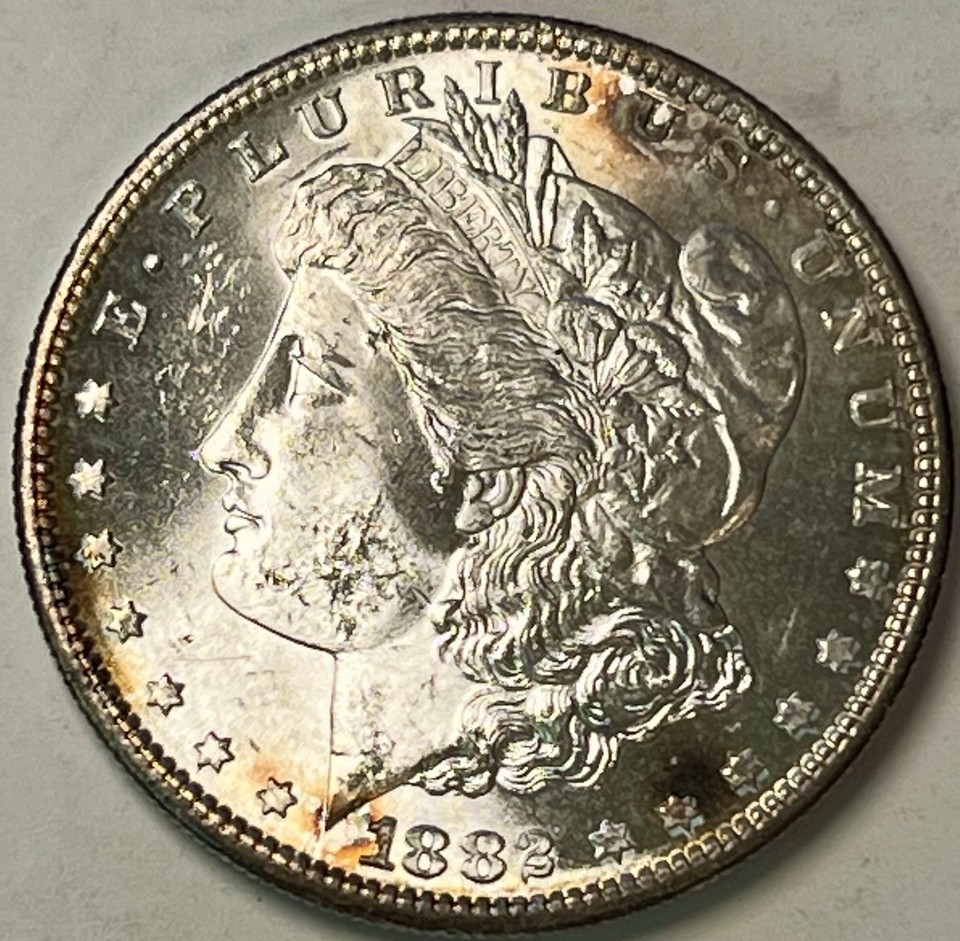 1882-S Morgan Silver Dollar GEM MS/BU+++ Cartwheel Luster Toned Set ...