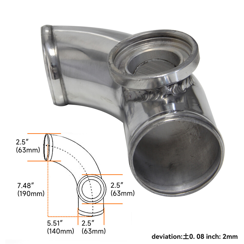 90Degree 63mm Aluminium Flange Pipe Adapter for HKS SQV SSQV Blow Off ...