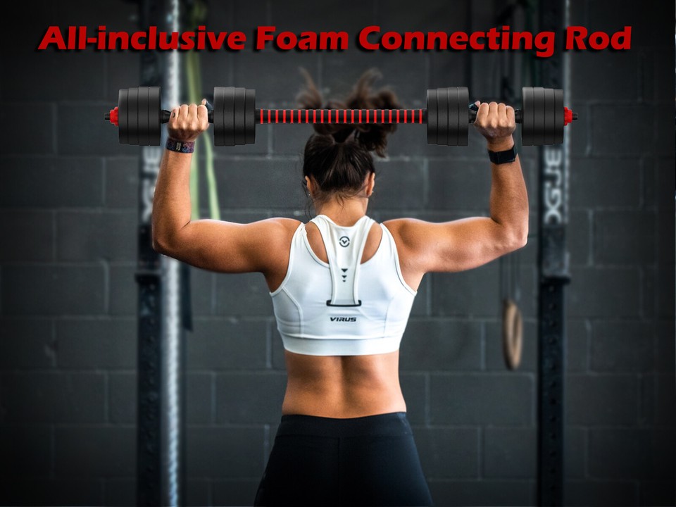 Adjustable Weight To 88lbs Dumbbell Barbell Set Home Fitness Gym Work ...