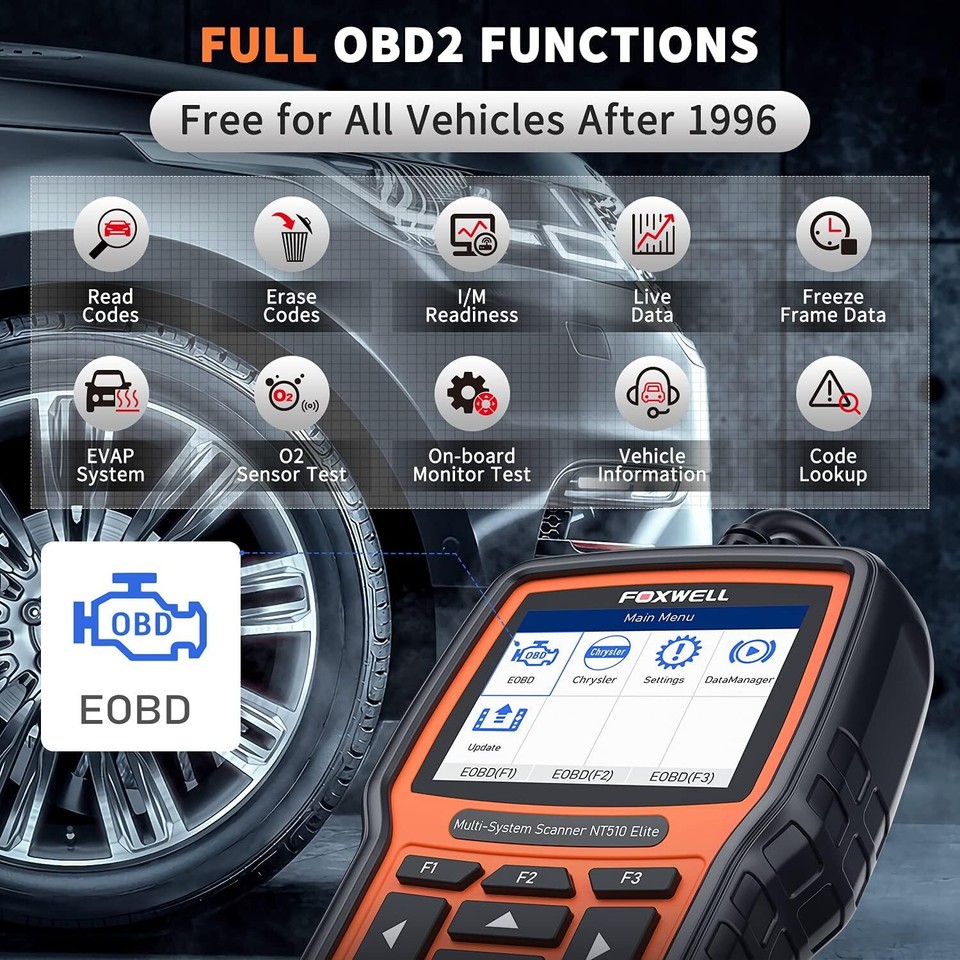 Foxwell NT510 Elite for Chrysler Full System OBD2 Scanner Car ...