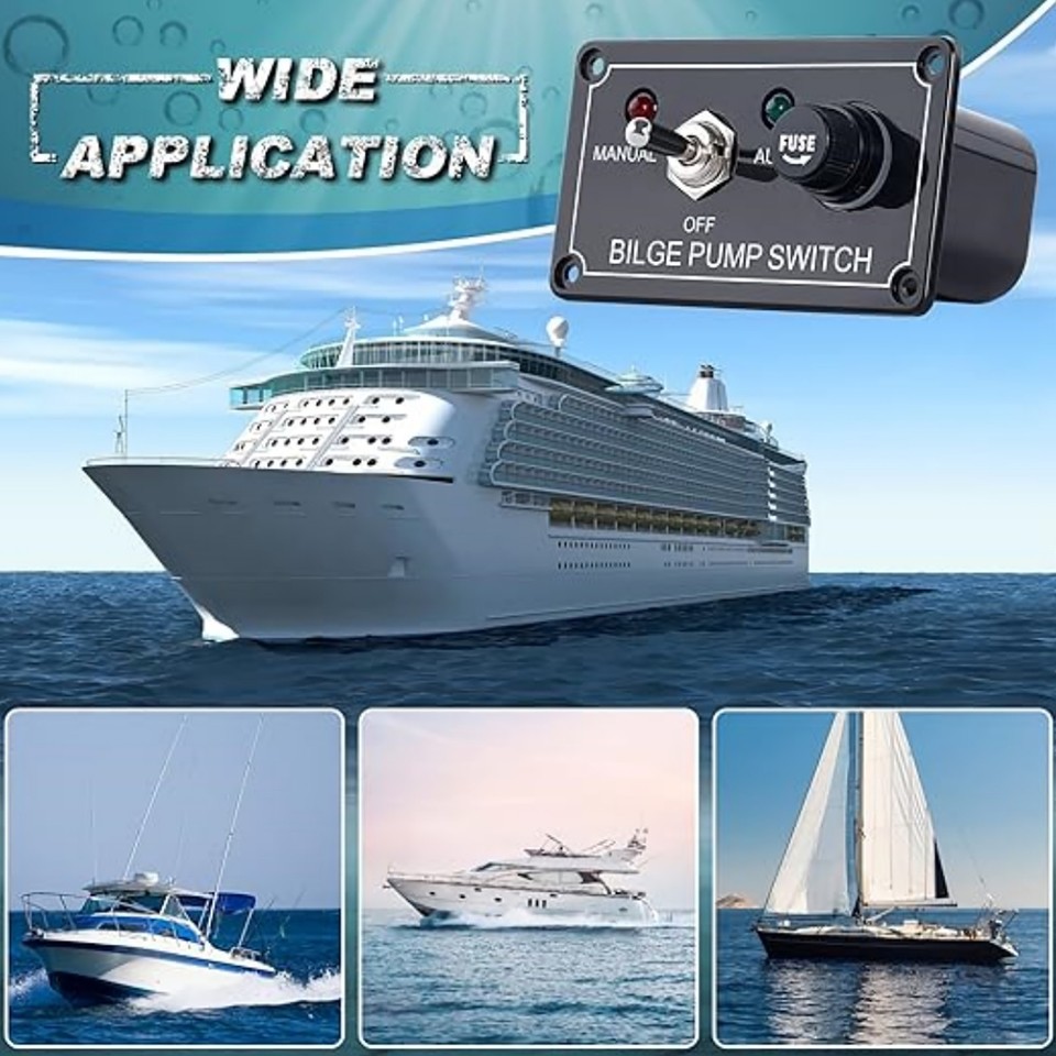 12V DC On-Off-On Bilge Pump Switch Panel Rocker Toggle Switch Pane Car ...