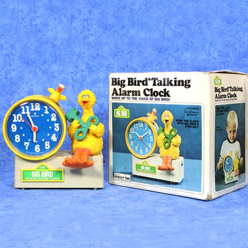 1970s BIG BIRD TALKING ALARM CLOCK in BOX w/Key SEASAME STREET Nice ...