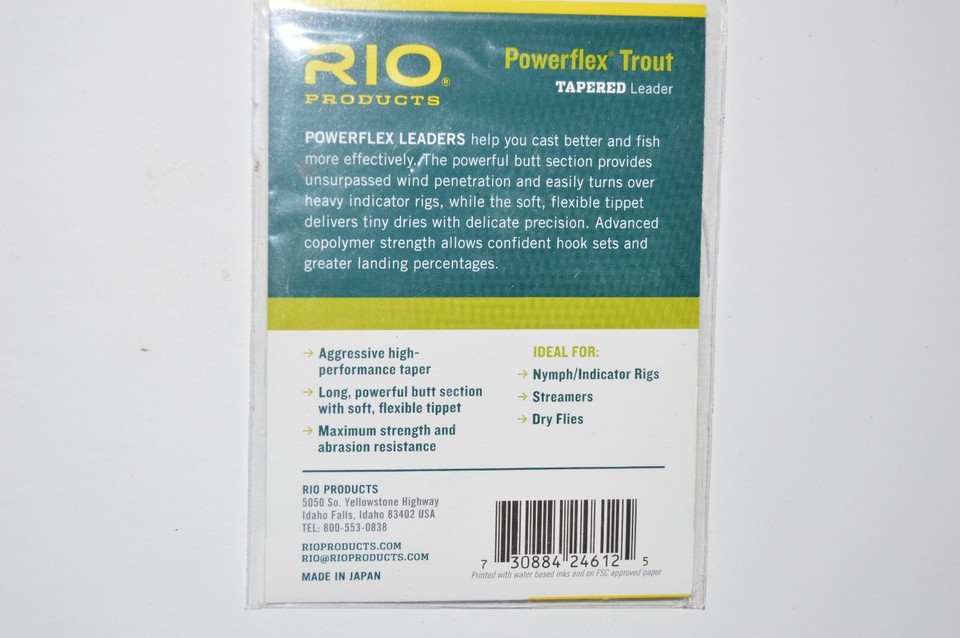 3 packs rio powerflex trout tapered leaders 9ft 3x 8.2lb nymphs flies ...