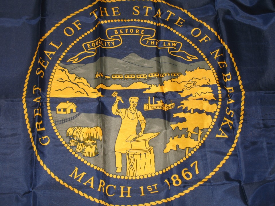 3x5 Nebraska State Poly Nylon Sleeve w/ Gold Fringe Flag 3'x5' Banner ...