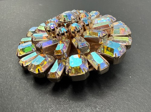 Large Weiss Signed Ab Rhinestone Tiered Vintage Flower Brooch Pin Y1 | eBay
