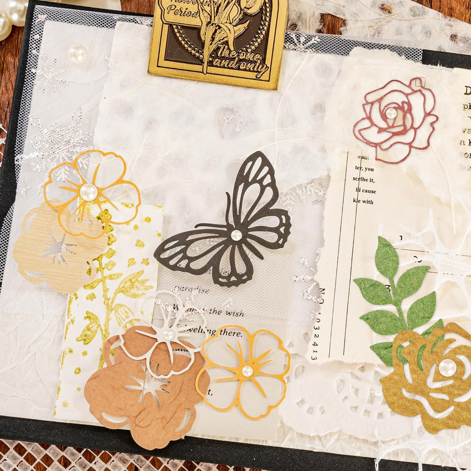 6 Packs Scrapbook Paper Cutouts Colorful Decoupage Paper Die-Cut Flower ...
