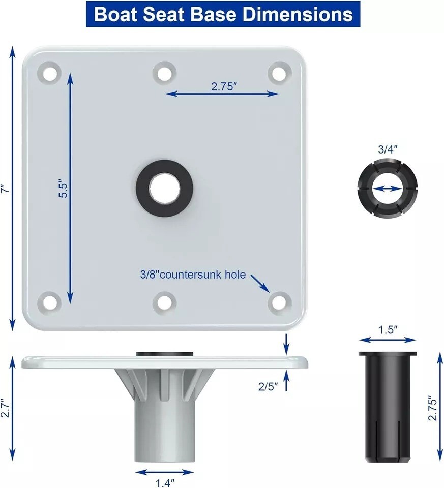 Boat Seat Base Boat Seat Pedestals 7" x 7" Aluminum Alloy Seat Base ...