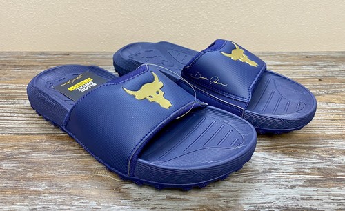 Under Armour Project Rock 3 Navy Blue Slides 3026034-400 Mens Size 9 ...
