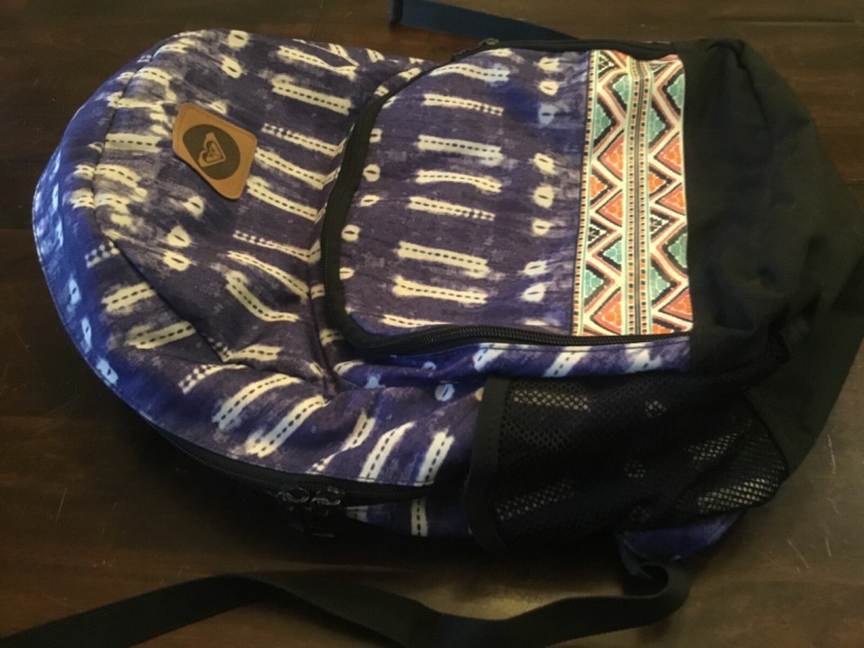 ROXY QUIKSILVER BOOK BAG BACKPACK MULTI-TONE PREOWNED | eBay