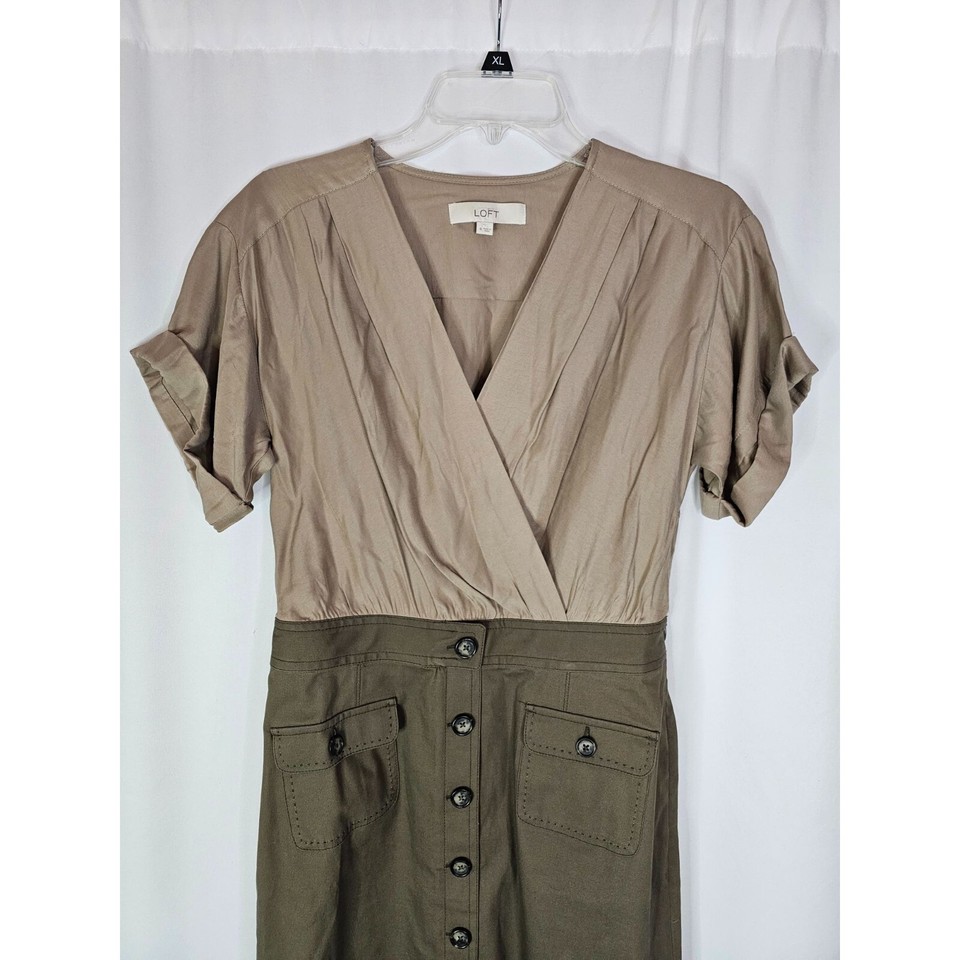 Ann Taylor Loft Women's Mini Dress, Size 4, V-Neck, Short Sleeve Tan ...