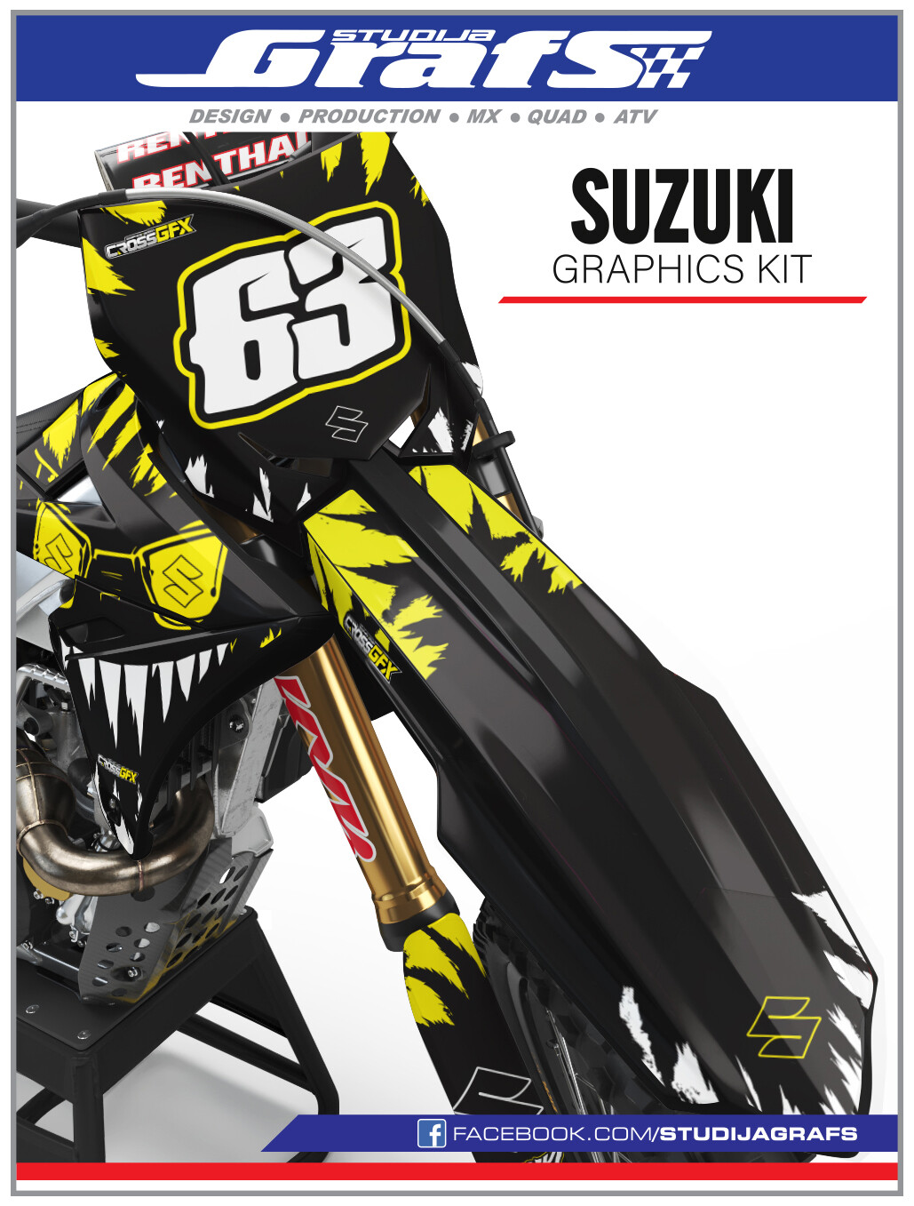 Suzuki Complete Graphics Kit For RM RMZ - Z DRZ X 65 70 85 125 250 400 ...