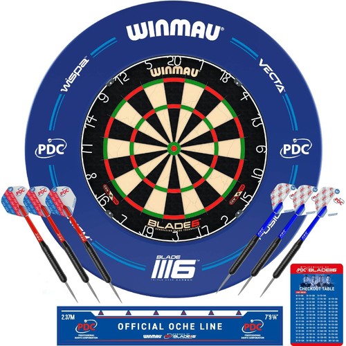 Winmau | Blade 6 PDC Dartboard Surround Set | Includes 2 Sets of Darts ...