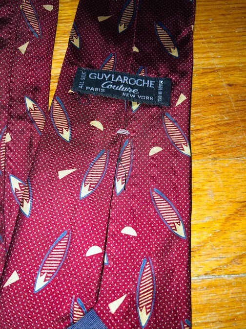 Guy Laroche Silk Mens Novelty Neck Tie Necktie Red Corn Abstract ...