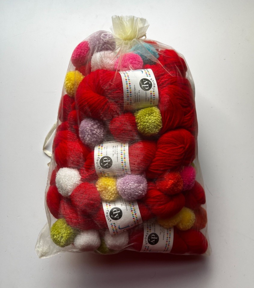 DY CHOICE - JESTER KNITTING YARN WITH POMPOMS - 50G - Colour Red - DK ...