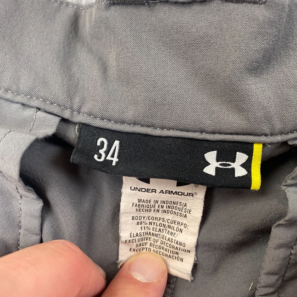 Under Armour Shorts Mens 34 (meas 34x11) Gray Nylon Chino Pockets | eBay