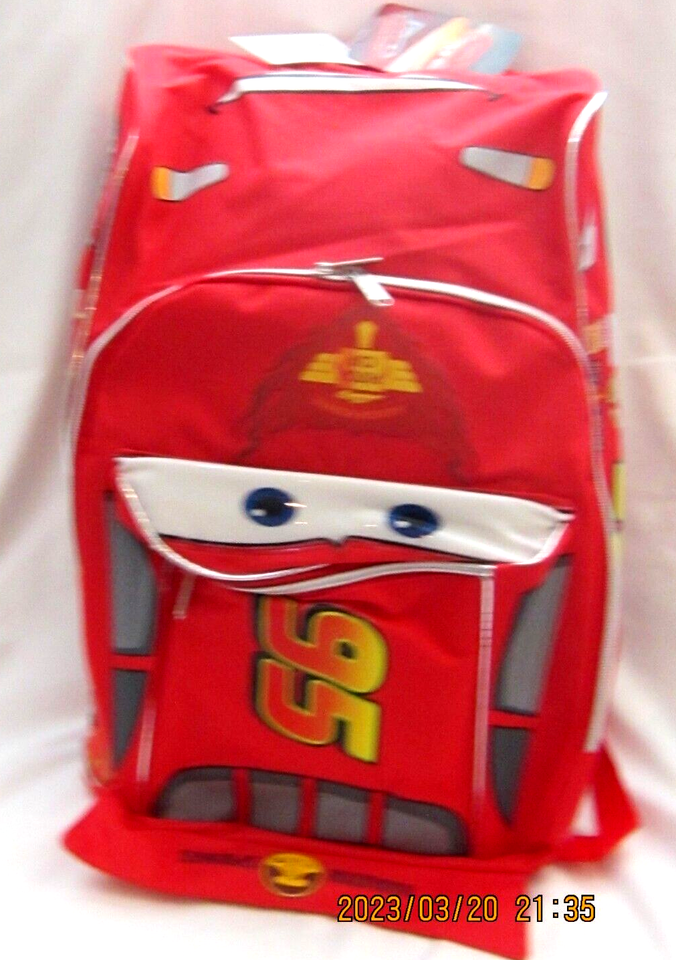 Unisex Lightning McQueen Red 16" Red Backpack with Two Compartments ...