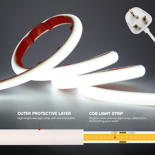 220V 240V COB LED Strip Lights Under Cabinet Lighting Waterproof Tape ...