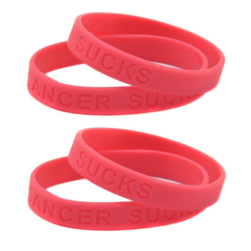 4x Adult Size Medical Alert Cancer Sucks Silicone Bracelets Awareness ...