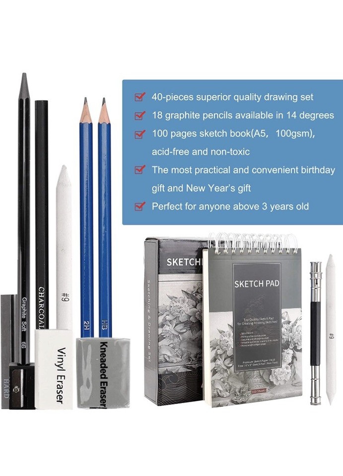 Mooker 40 Pieces Sketching & Drawing Drawing Pencils Sketch Art Set ...