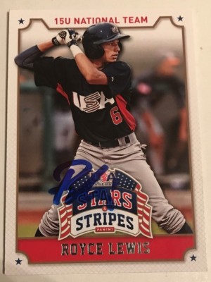 ROYCE LEWIS SIGNED 2015 PANINI USA BASEBALL STARS AND STRIPES ROOKIE ...