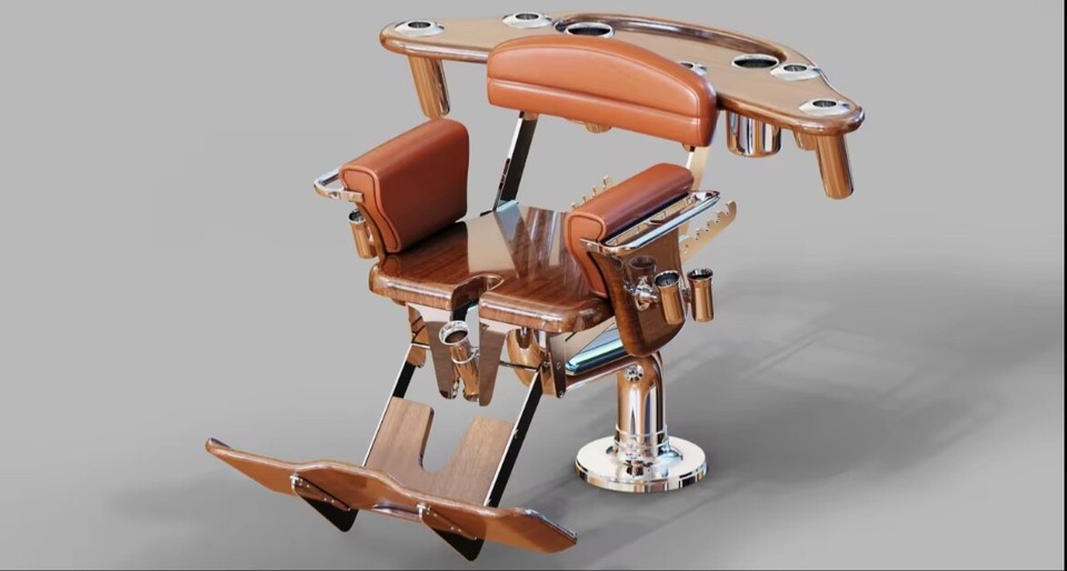 Teak Marlin Fighting Chair with Rocket Launcher & Tackle Draw | eBay