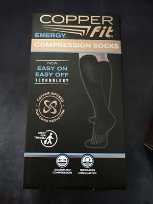 Copper Fit Energy Compression Socks Black, Size S/M Health Workout Sock ...