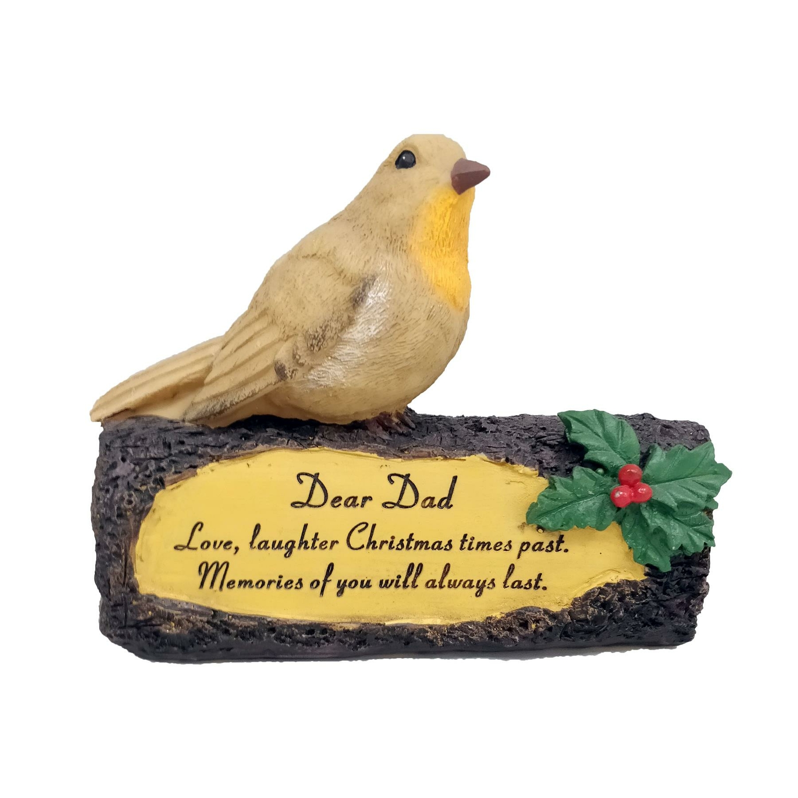 Robin / Log Christmas Memorial Decoration Ornament 17cm - Dear Dad | eBay