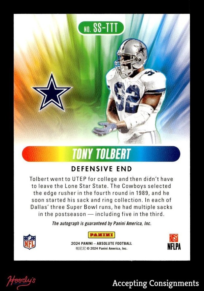 2024 Absolute Spectrum Signatures #13 Tony Tolbert AUTO 195/199 COWBOYS ...