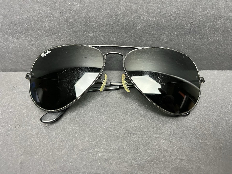 Ray-Ban B&L Black Aviator Sunglasses Size 58-14 Vintage | eBay UK