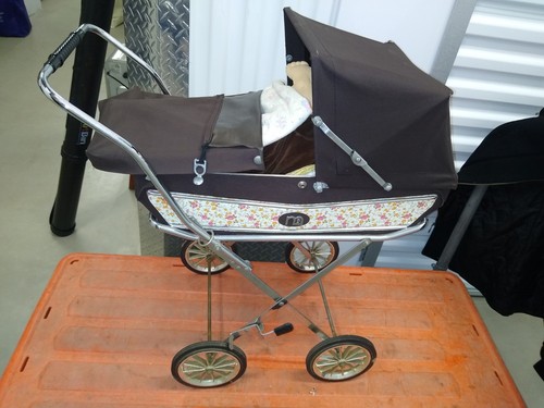 Vtg Mothercore Brown Doll Pram Push Stroller Steel Frame Very Good | eBay