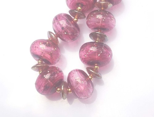 FRISKEY handmade Lampwork Glass Beads, Cranberry Pink Hollows !!! | eBay