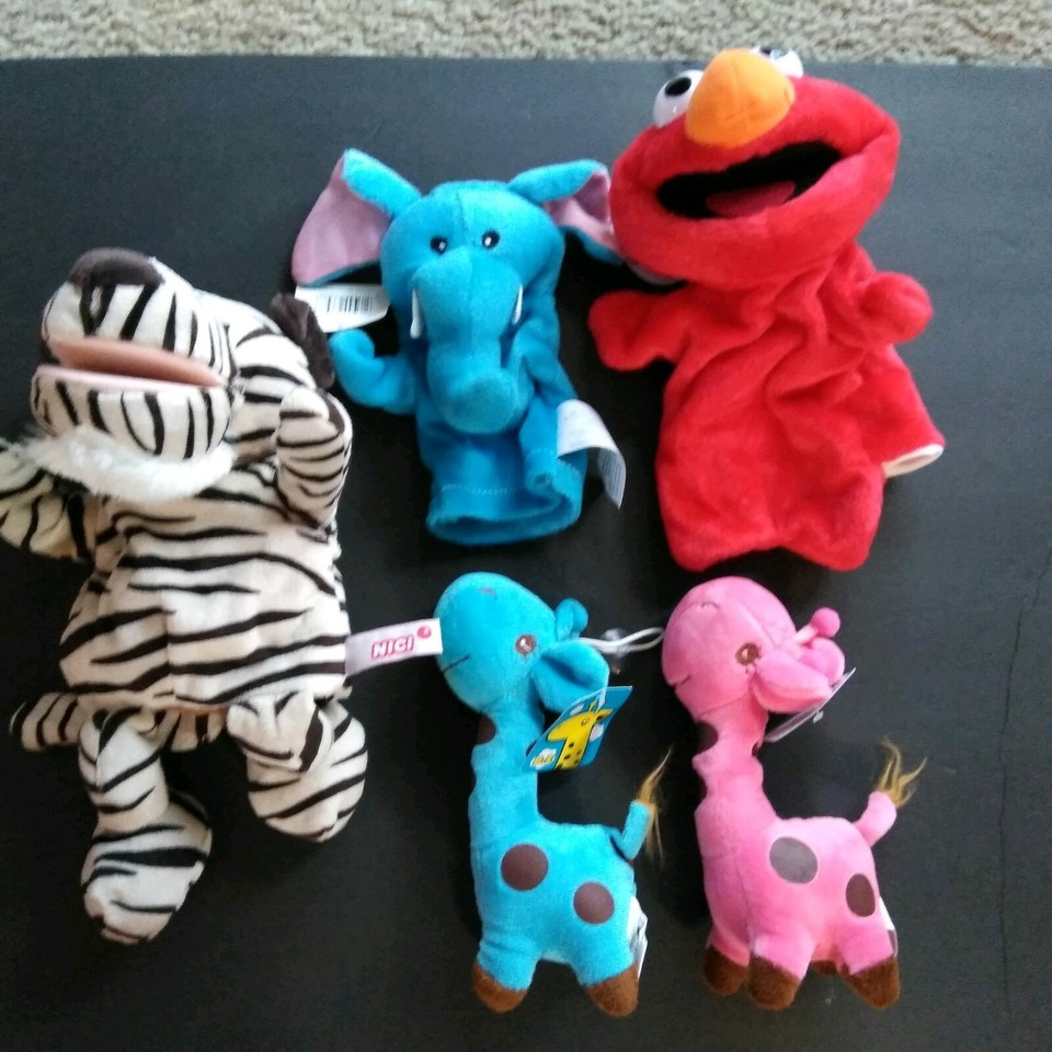 Baby Child Animal Plush/Puppets Elmo, Zebra, Giraffe, Elephant NEW ...