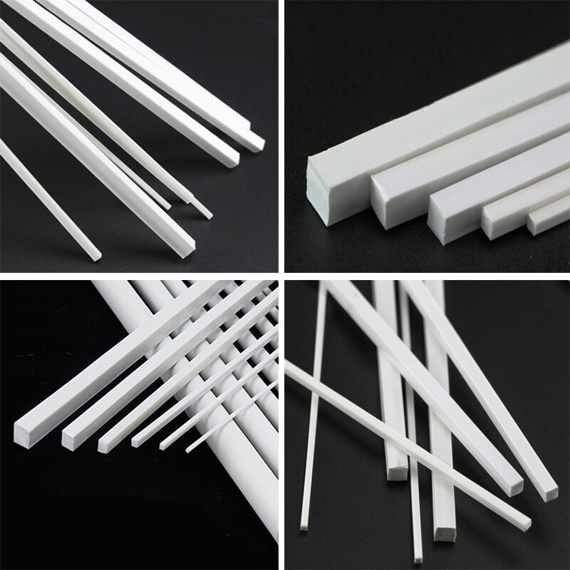 250mm White ABS Styrene Plastic Strip Tube Bar Rods Square Rod 0.5mm ...
