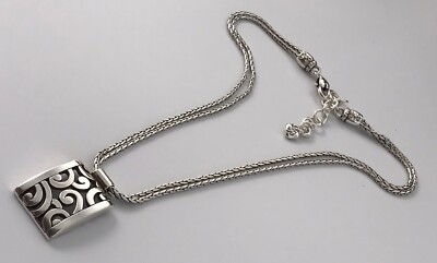 BRIGHTON Deco Lace Pendant Double Chain Silver Plated Scroll Necklace ...