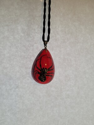 Real Spider Necklace In Amber Color Acrylic Tea Drop - Great Goth Gift ...