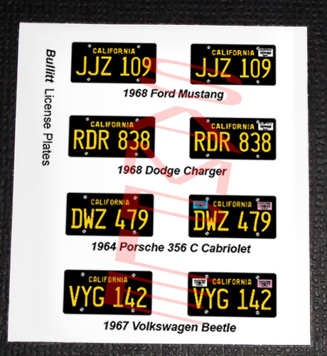 BULLITT MOVIE CAR miniature LICENSE PLATES for 1/25 scale MODEL CARS ...