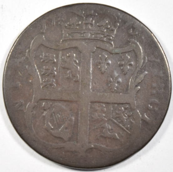 1773 Virginia Half Penny Colonial Copper ~ With Period Dot ~ Problem ...