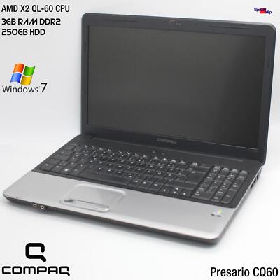 Compaq Presario CQ60 Dual Core 250GB 3GB Notebook Laptop Windows 7 ...