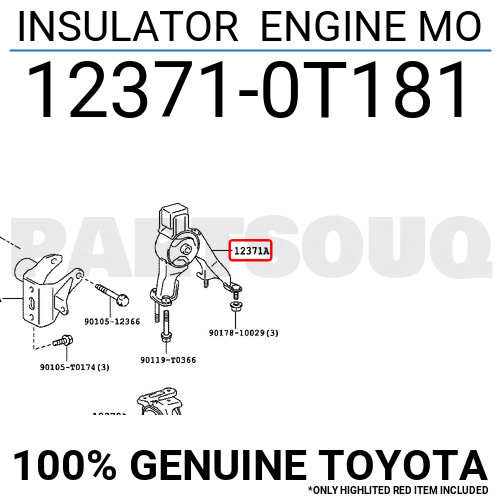 123710T181 Genuine Toyota INSULATOR ENGINE MO 12371-0T181 | eBay