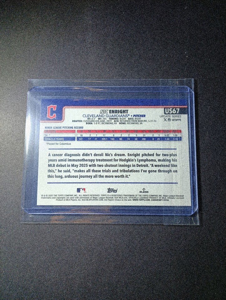 2025 Topps Update - NIC ENRIGHT RC #US67 PINK Shimmer 🔥👀 | eBay