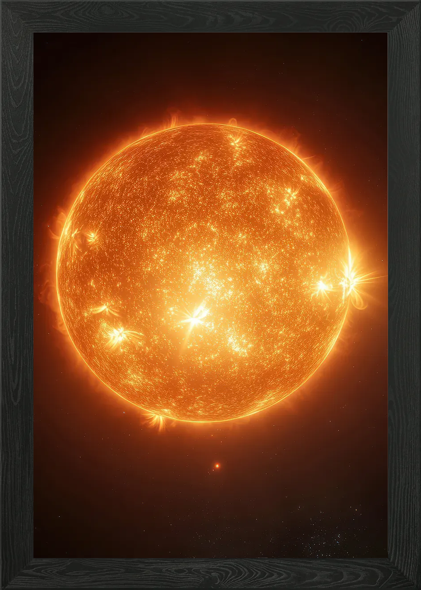 Solar Star and Fiery Flare in Space Framed Wall Art Poster Canvas Print ...